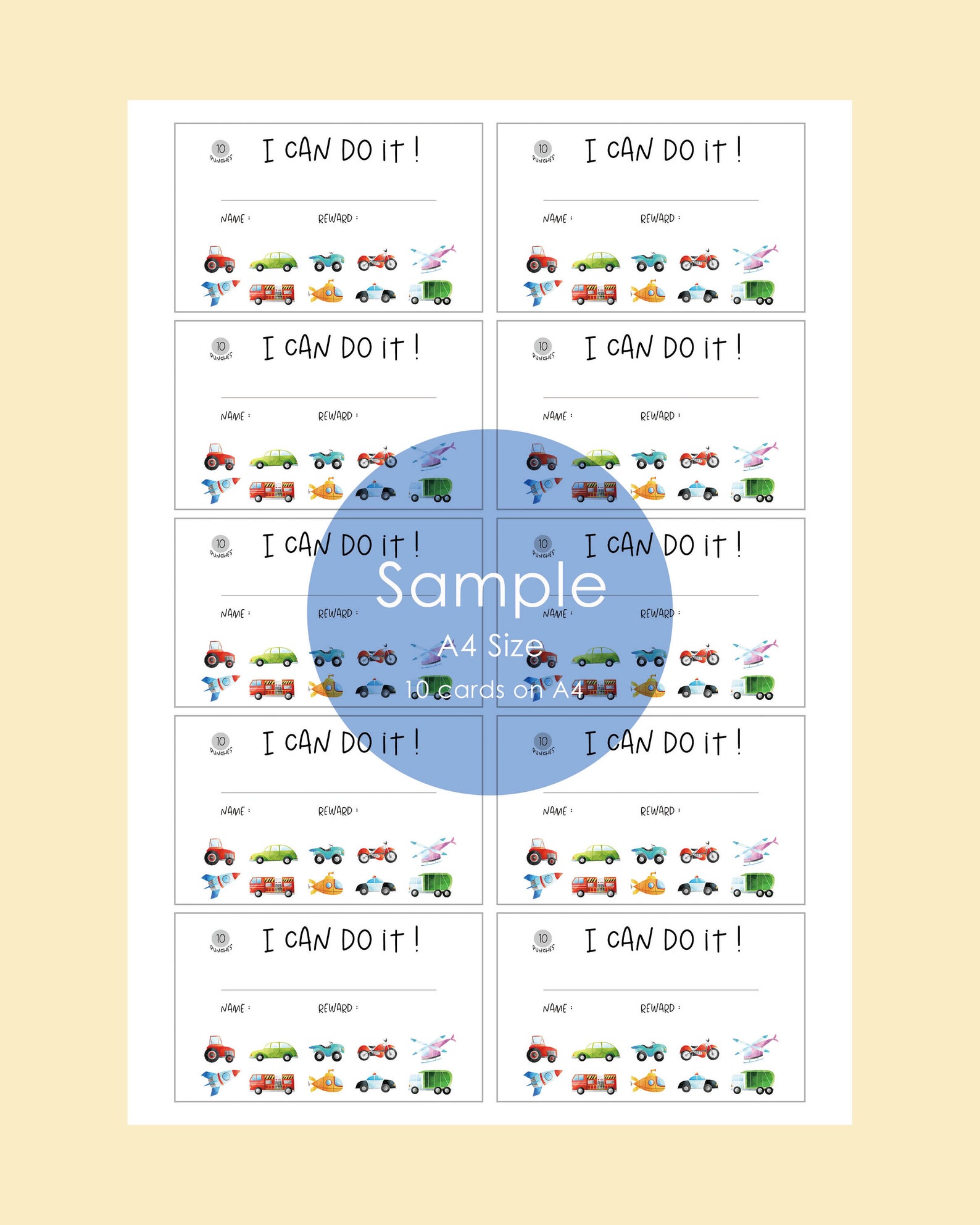 10 Punch Reward Card Printable | Good Behavior Punch Card | Punch Cards ...