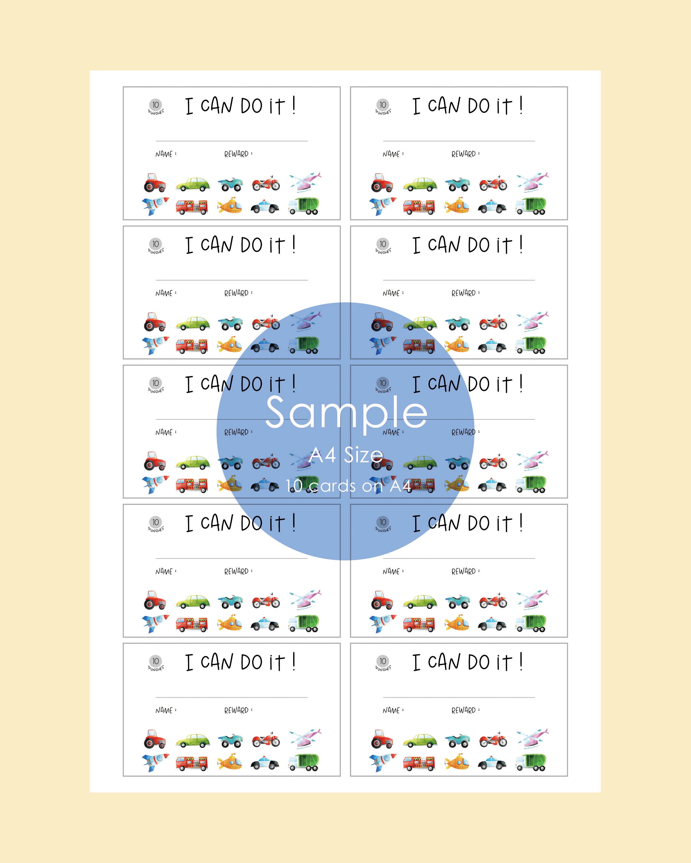 10 Punch Reward Card Printable | Good Behavior Punch Card | Punch Cards ...