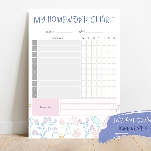 Homework Chart - Etsy UK