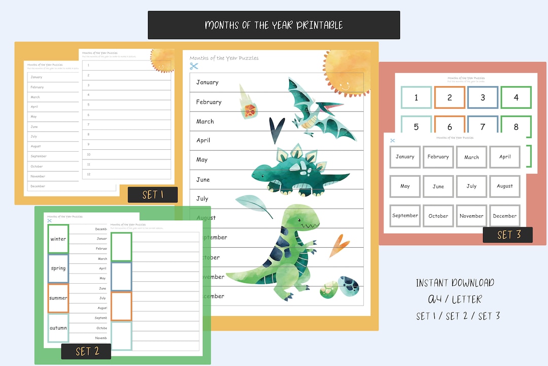 Months of the Year Puzzles Printable Preschool Activities Months ...