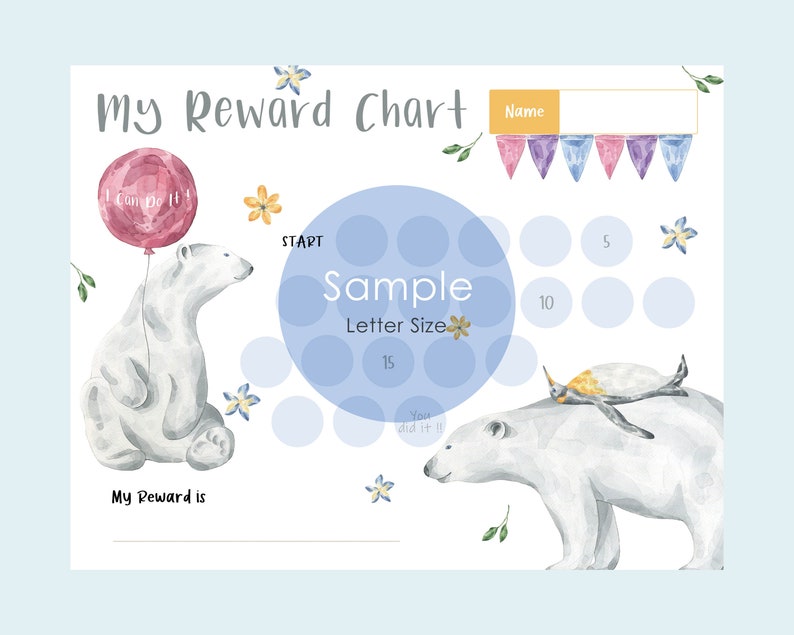 Polar Bear Reward Chart Printable | 20 Circles Sticker Chart for KIDS ...