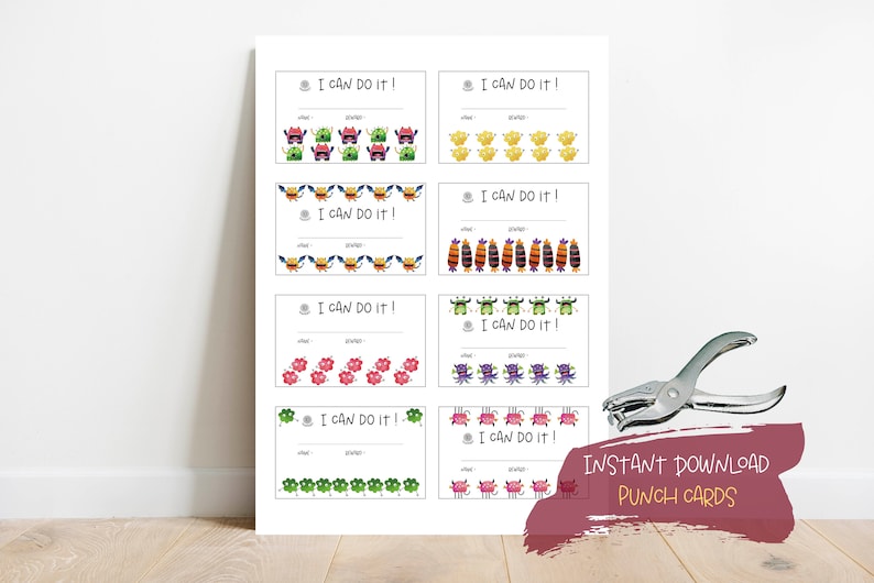 Monster Punch Card | 10 Punches Reward Card | Printable Reward Chart ...