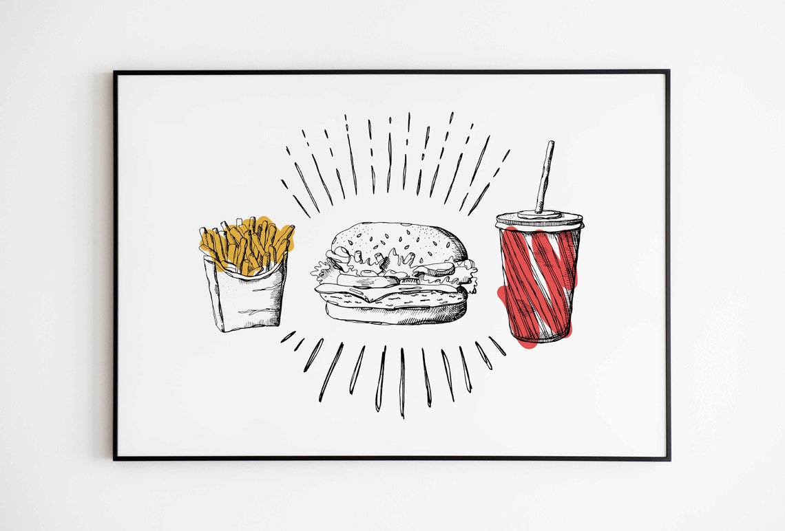 Hamburger Poster Printable Wall Art Food Art Burger Print Hamburg Home ...