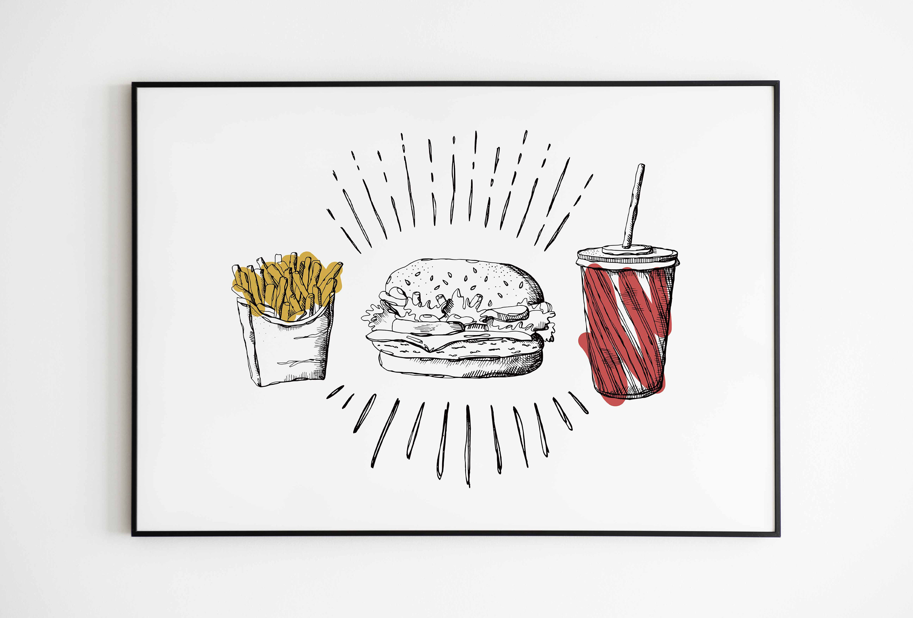 Hamburger Poster | Printable Wall Art | Food Art | Burger Print ...