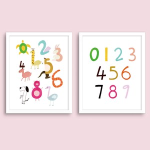 Set of 2 Animal Number for Kids | Printable Number Art | Nursery Wall ...
