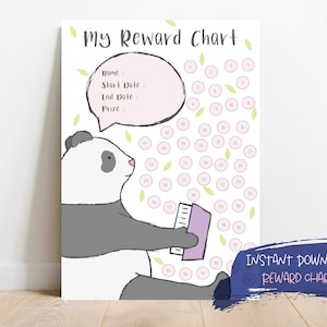 Panda Reward Chart | 50 Books Challenge | 50 Days Habit Tracker | Kids ...