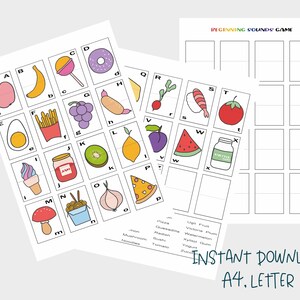 Beginning Sounds Matching Game Food Alphabet Game Preschool Curriculum ...