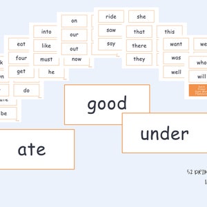 Dolch Sight Words Printable | 52 Primer Dolch Words Flashcards | Pre-k ...