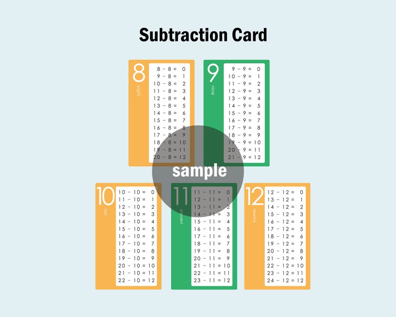 Montessori | Subtraction Chart | Subtraction Worksheets | Math Skills ...