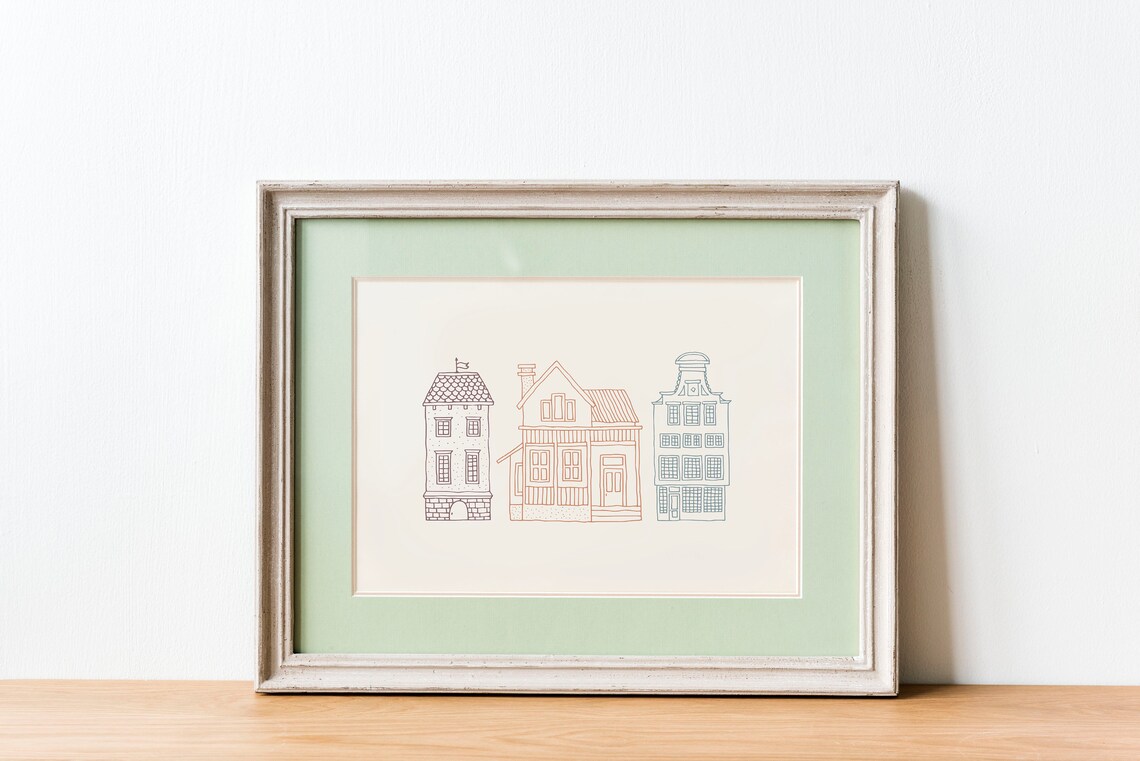 Houses Art Print | Printable Wall Art | Home Decor | House Prints ...