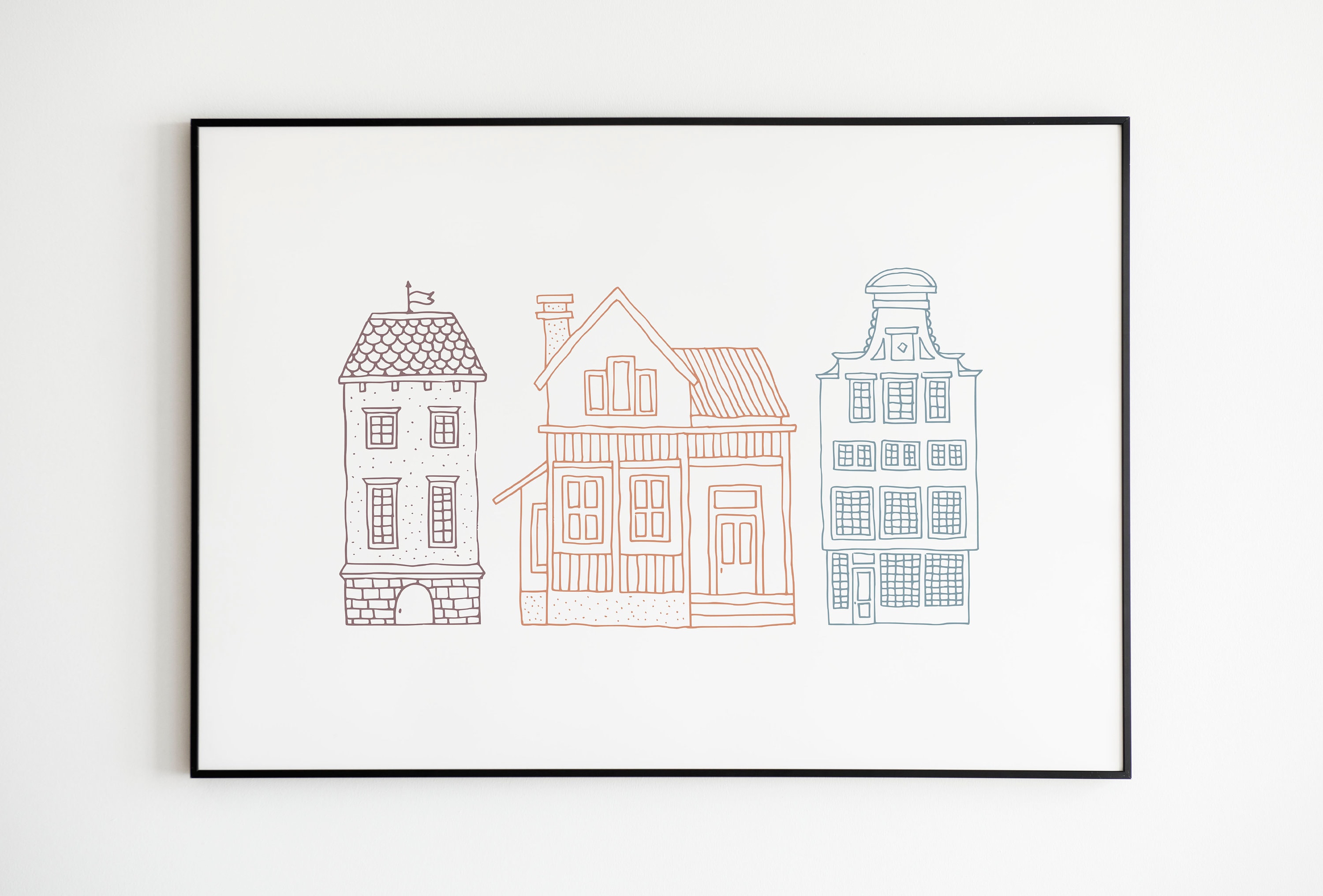 Houses Art Print | Printable Wall Art | Home Decor | House Prints ...