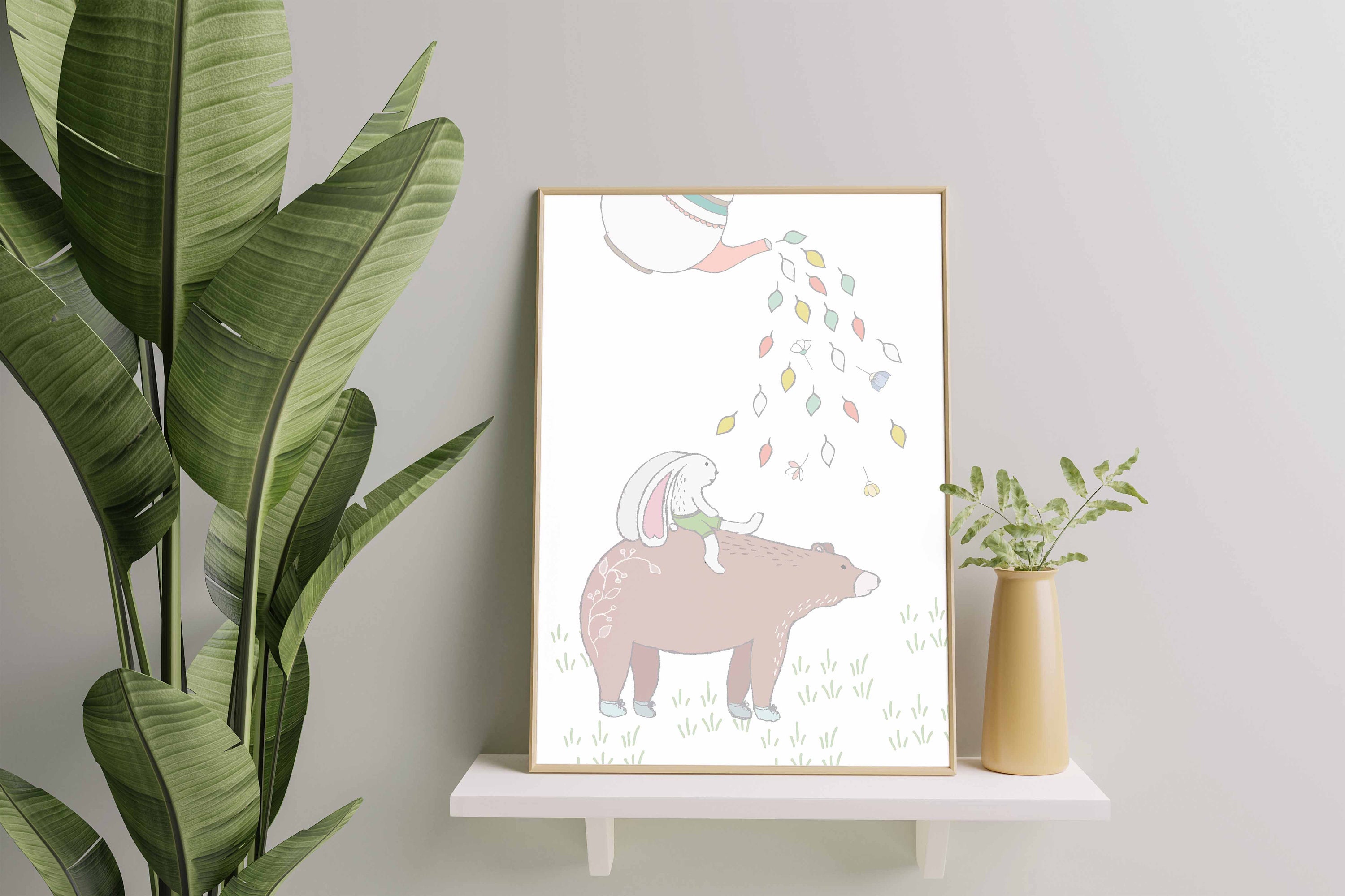 Rabbit and Bear Poster | Nursery Decor | Forest Animals Print | Instant ...