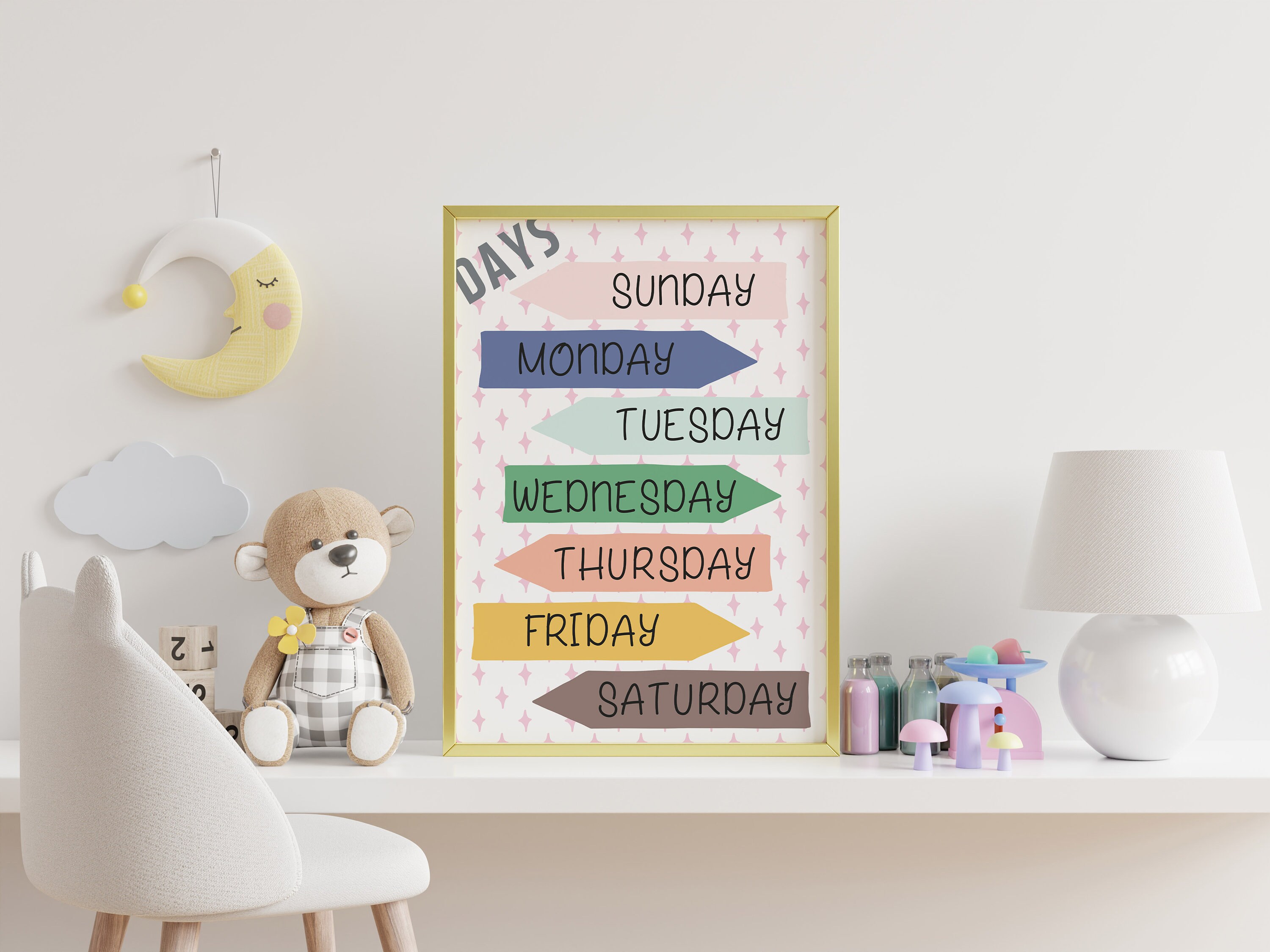 Days of the Week Print Educational Poster Preschool - Etsy