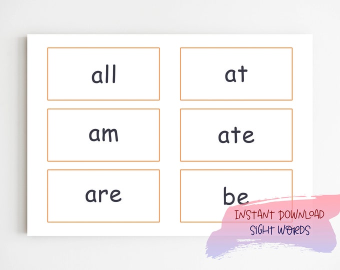 52 Dolch Primer Sight Word Flash Cards Printable. Kindergarten ...