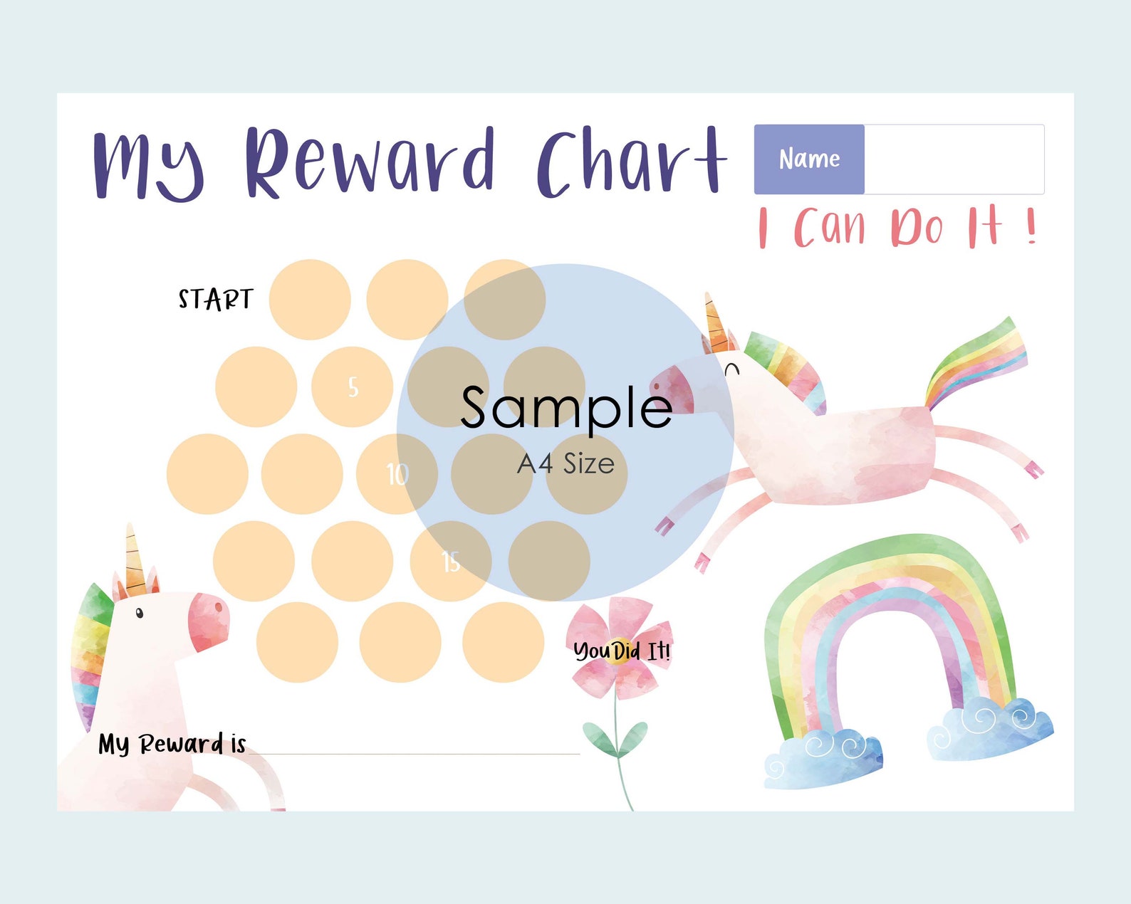 Rainbow Unicorn Reward Chart for Kids | Printable Reward Chart | Chore ...