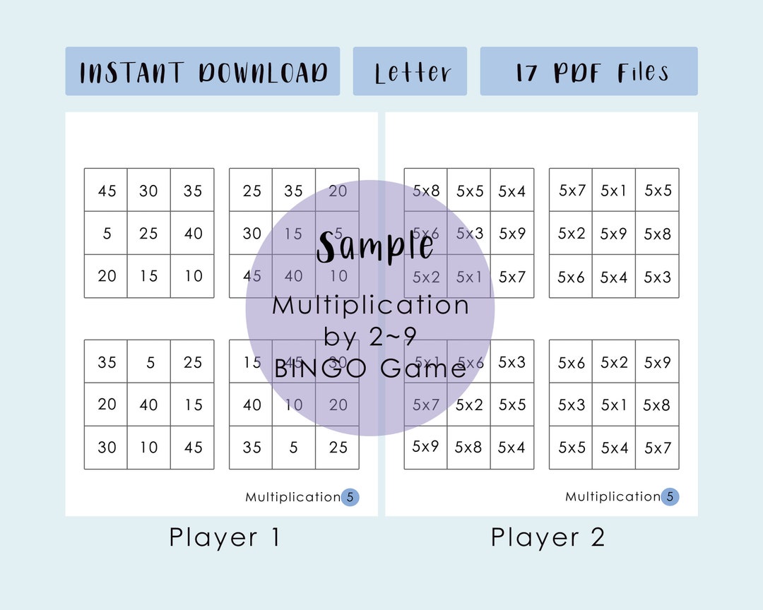 Multiplication Bingo Game(2~9) | Math Games | Printable Math Activities ...
