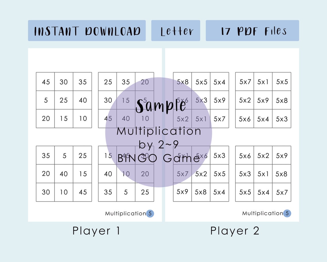 Multiplication Bingo Game(2~9) | Math Games | Printable Math Activities ...