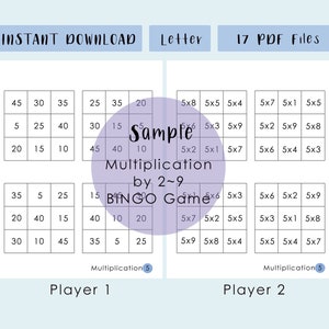 Multiplication Bingo Game(2~9) | Math Games | Printable Math Activities ...