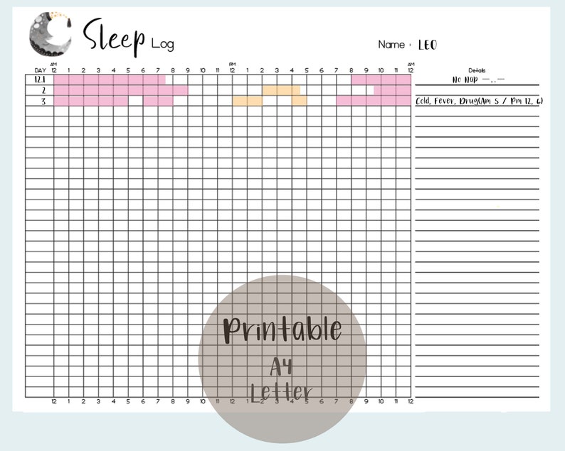 Sleep Log | Printable Sleep Tracker | Sleep Log for Kids | Templates ...