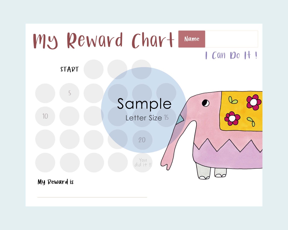 Elephant Reward Chart for Kids Printable Reward Chart - Etsy