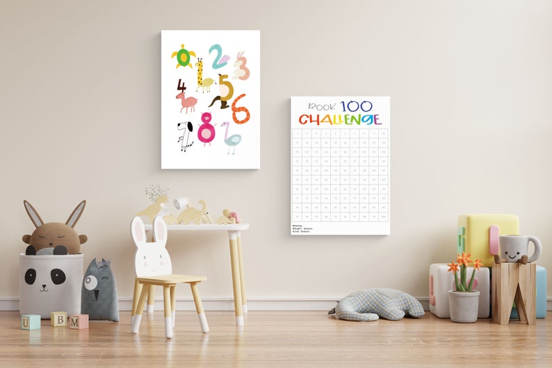 Set of 2 Animal Number for Kids Printable Number Art Nursery Wall Art ...