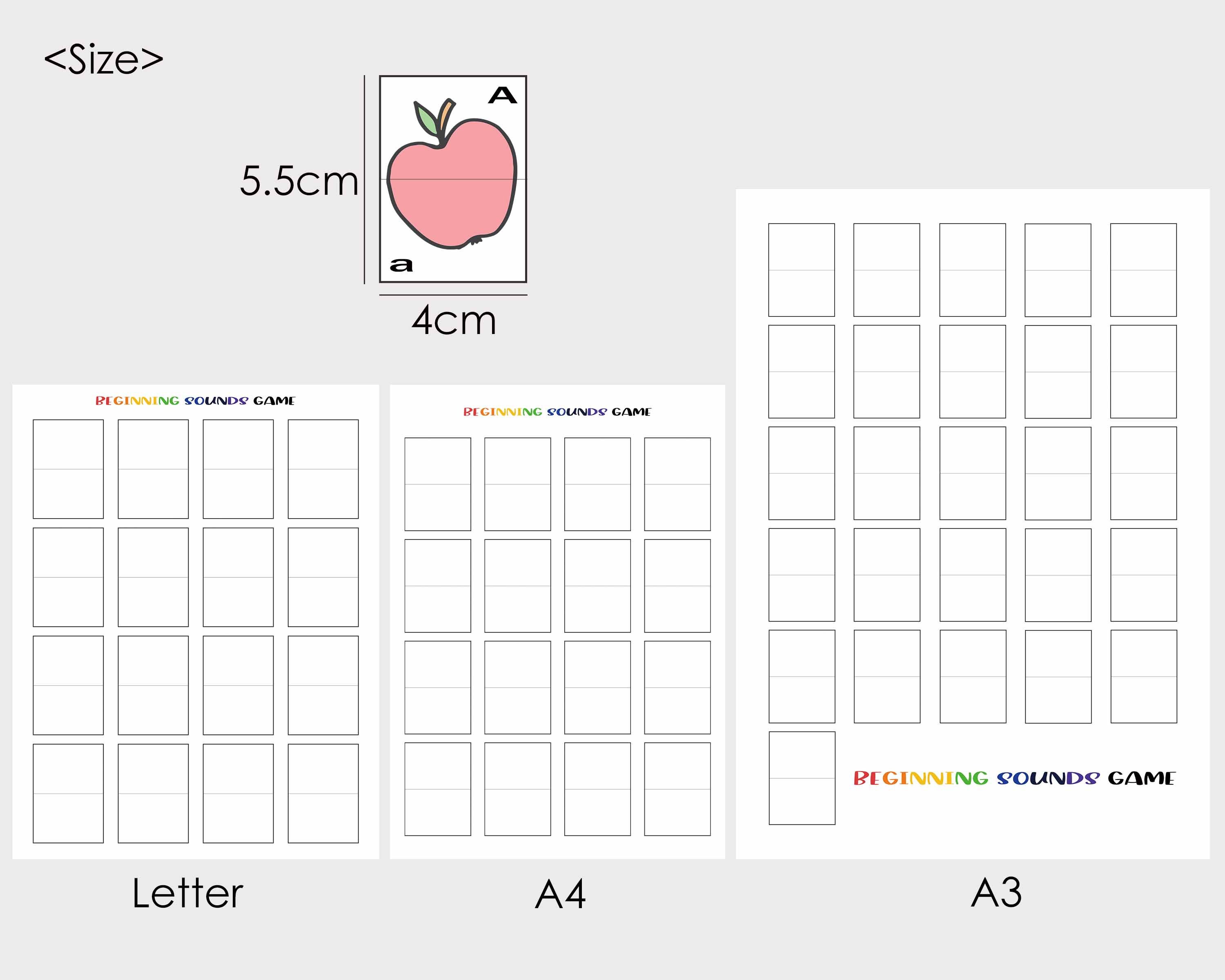 Beginning Sounds Matching Game Food Alphabet Game Preschool Curriculum ...