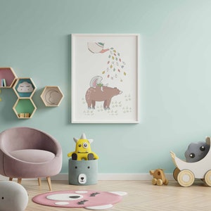 Rabbit and Bear Poster | Nursery Decor | Forest Animals Print | Instant ...