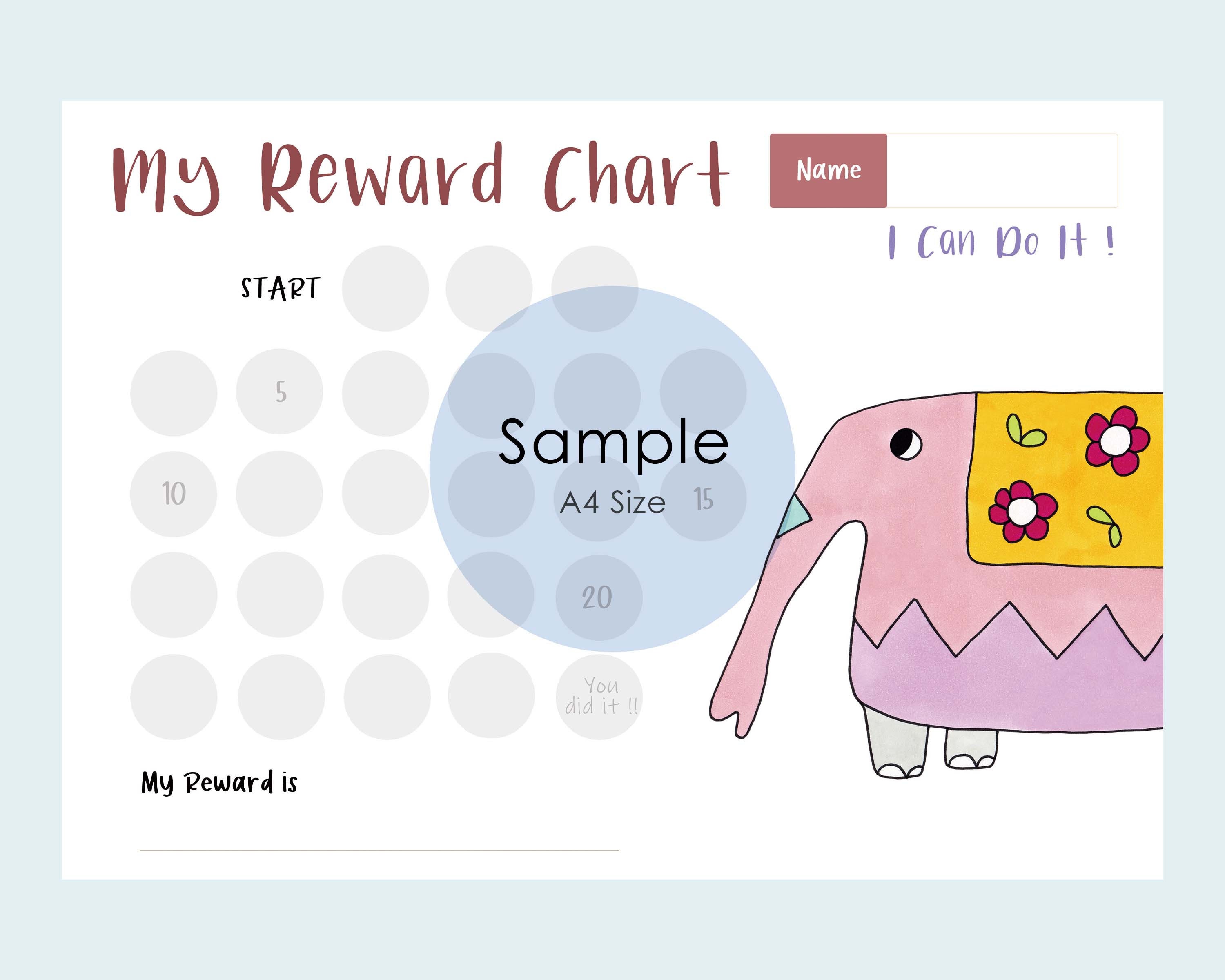 Elephant Reward Chart for Kids | Printable Reward Chart | Potty Reward ...