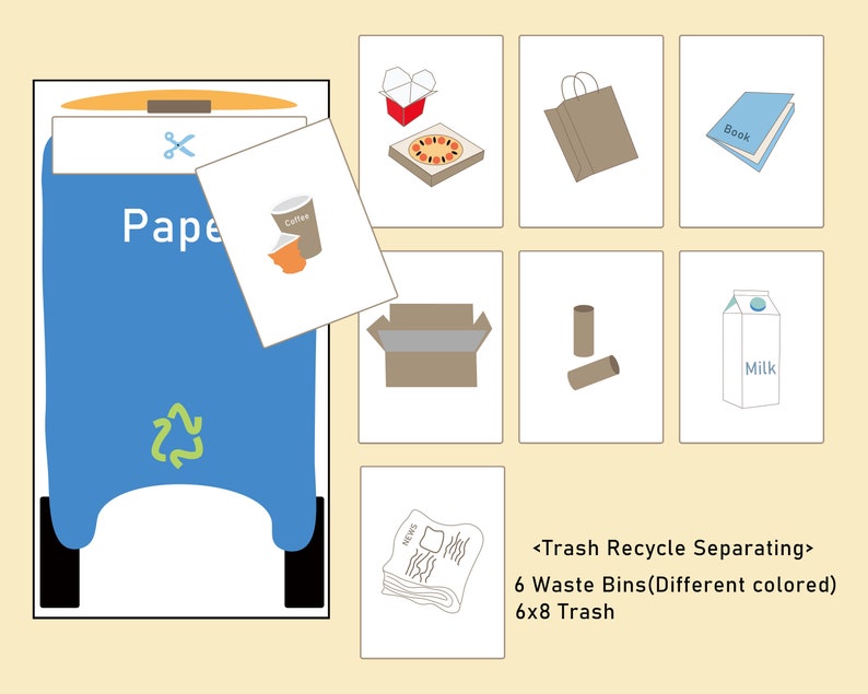 Trash Recycle Separation Game for Kids | Different Colored Recycle ...