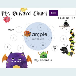 Monster Reward Chart for Kids Printable Reward Chart Reward Chart ...