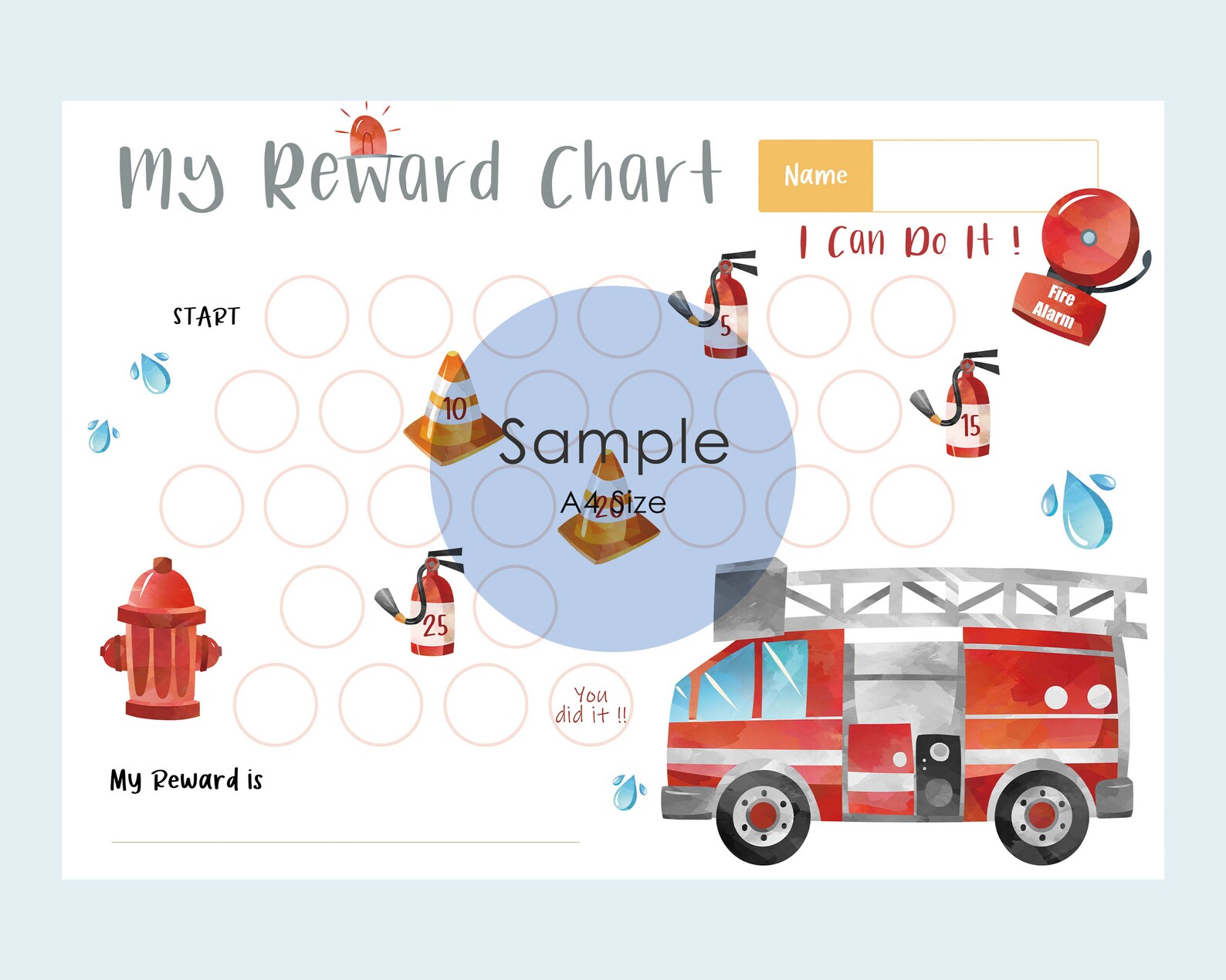 Fire Engine Reward Chart 30 Day Habit Tracker for Kids - Etsy