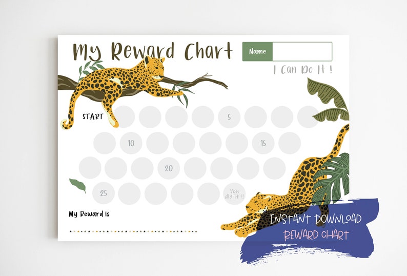 Leopard Reward Chart | Wild Animal Sticker Chart | 30 Circles Reward ...