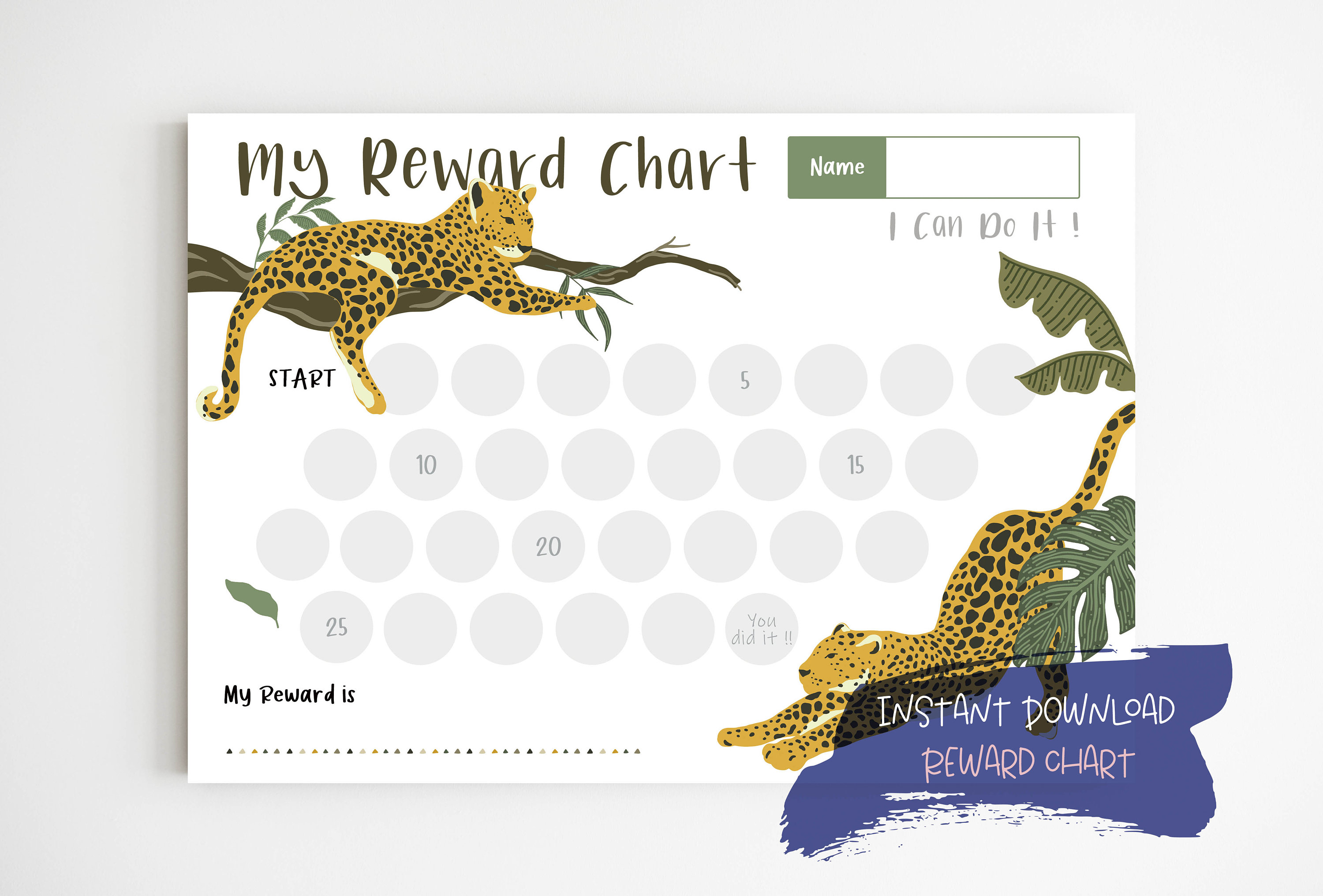 Leopard Reward Chart | Wild Animal Sticker Chart | 30 Circles Reward ...