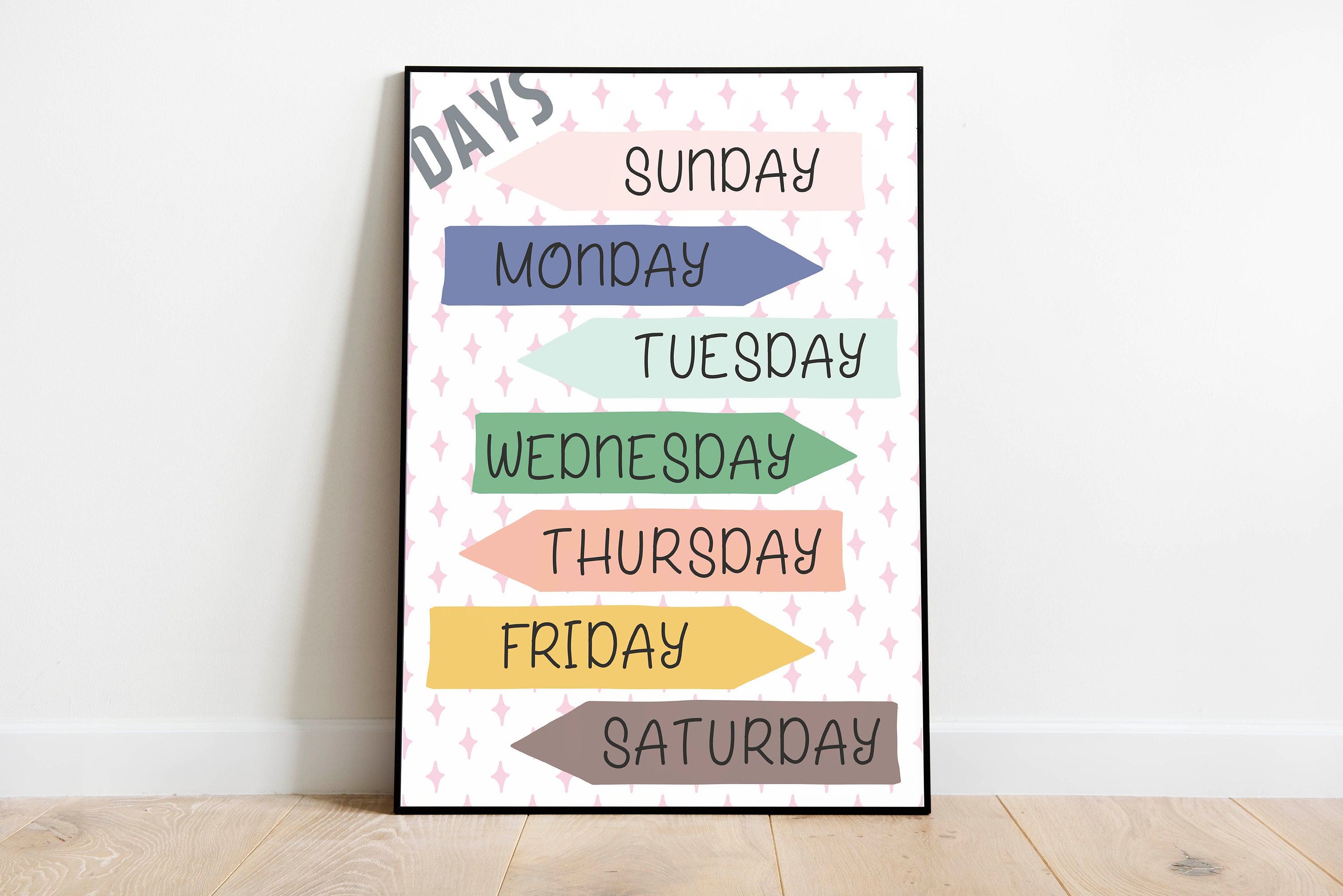 Days of the Week Print Educational Poster Preschool - Etsy