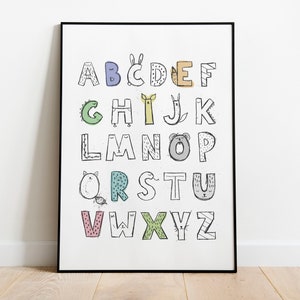 A to Z Printable | Nursery Alphabet Print | Educational Poster | White ...