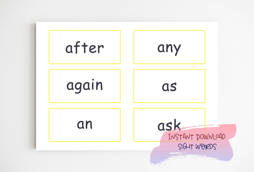 Dolch Sight Words Printables | 41 First Dolch Words Flashcards | Pre-k ...