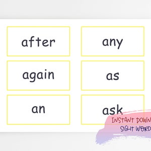 Dolch Sight Words Printables | 41 First Dolch Words Flashcards | Pre-k ...