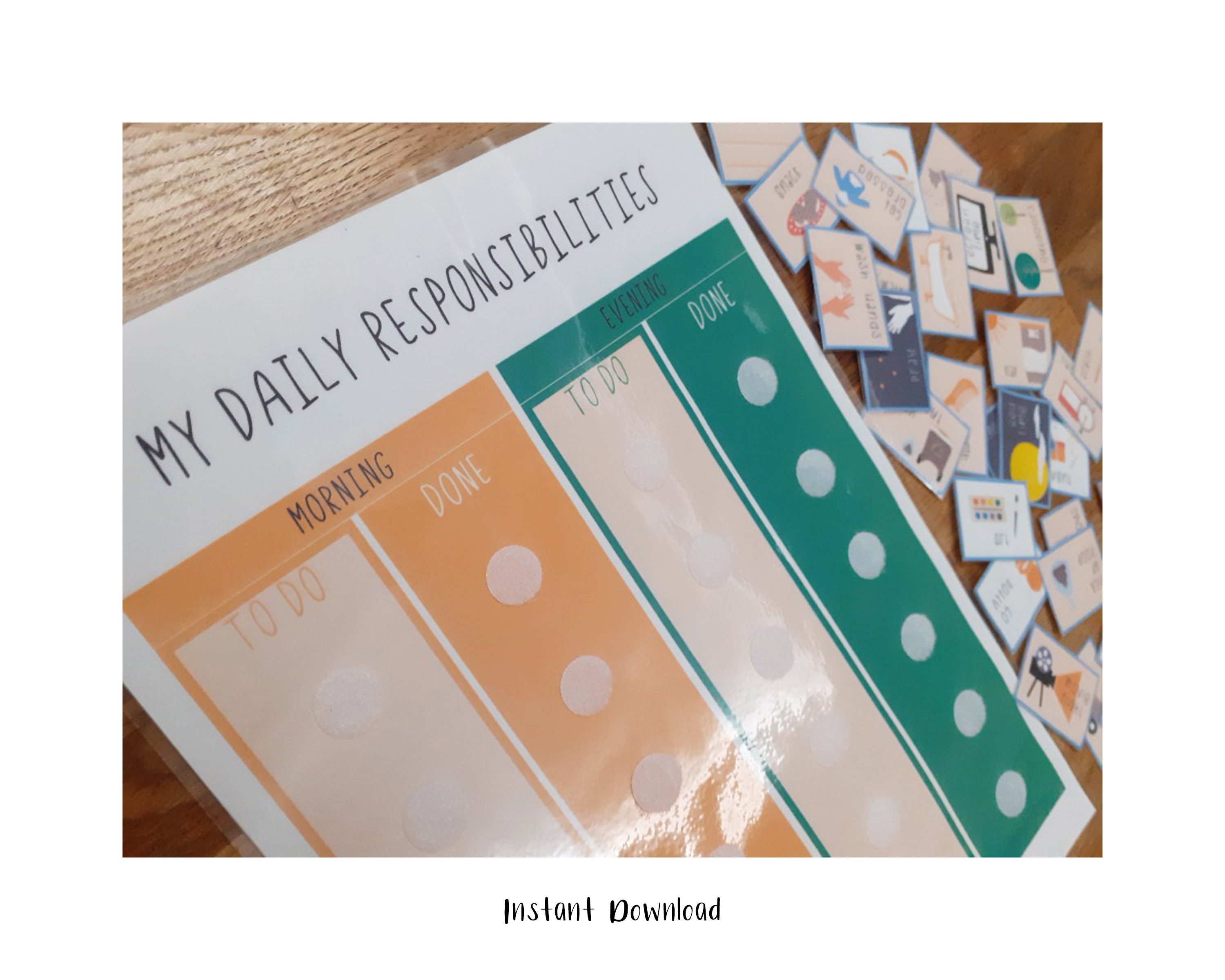 Daily Responsibilities Chart for KIDS | Visual Chore Chart | Printable ...