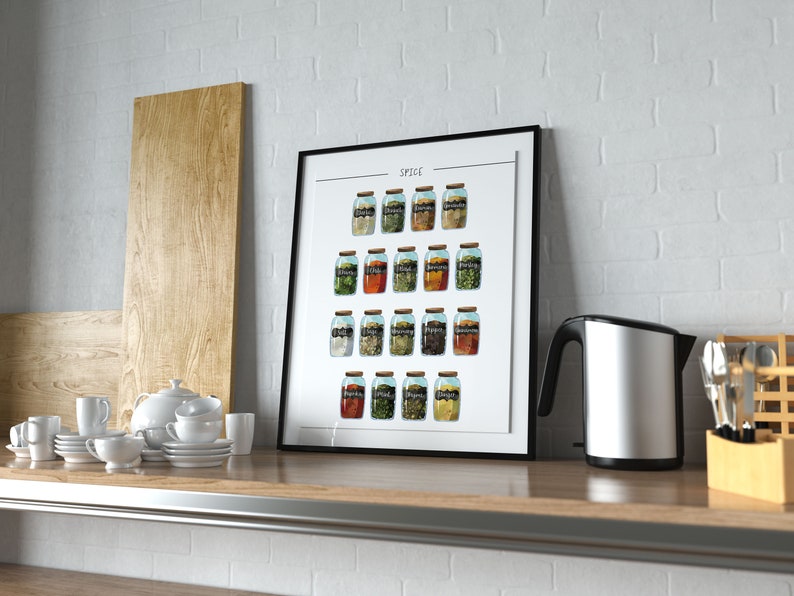 Spice Print Spice Jars Art Kitchen Decor Kitchen Art Printable Wall Art ...