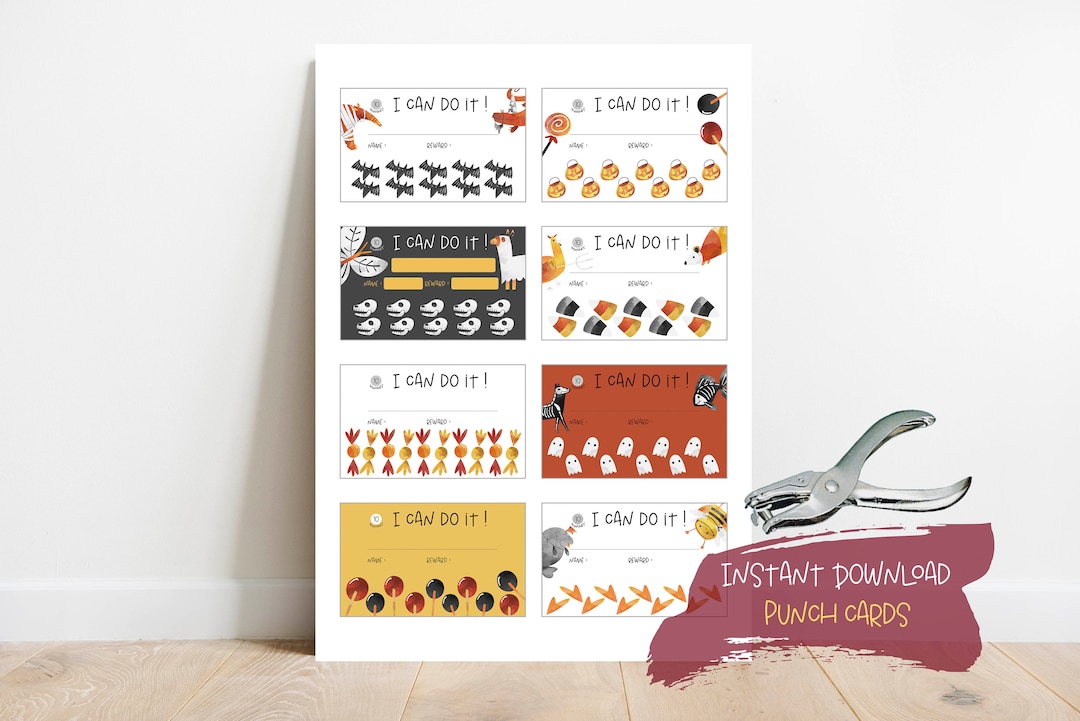 Reward Punch Card | Halloween Printable | 10 Punches | Chores Chart ...