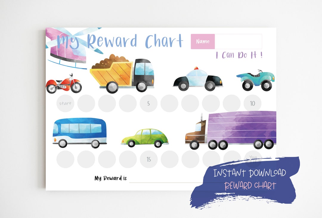 Transportation Reward Chart Car Sticker Chart Printable Reward Chart ...
