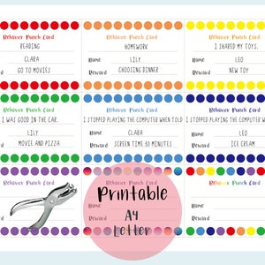 Rainbow Punch Card | Good Behavior Chart | Behavior Punch Cards ...