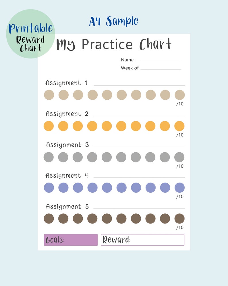 Practice Reward Chart | Instant Download Reward Chart | Instrumental ...
