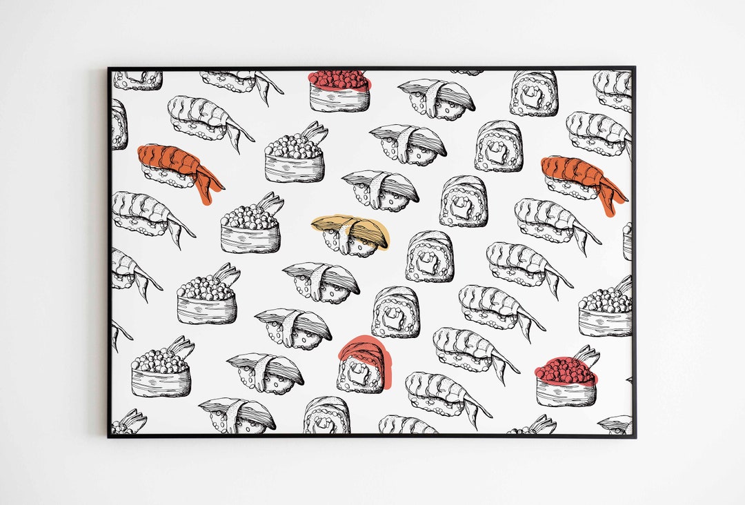 SUSHI Print | Kitchen Decor | Food Prints | Sushi Lover | Digital Art ...