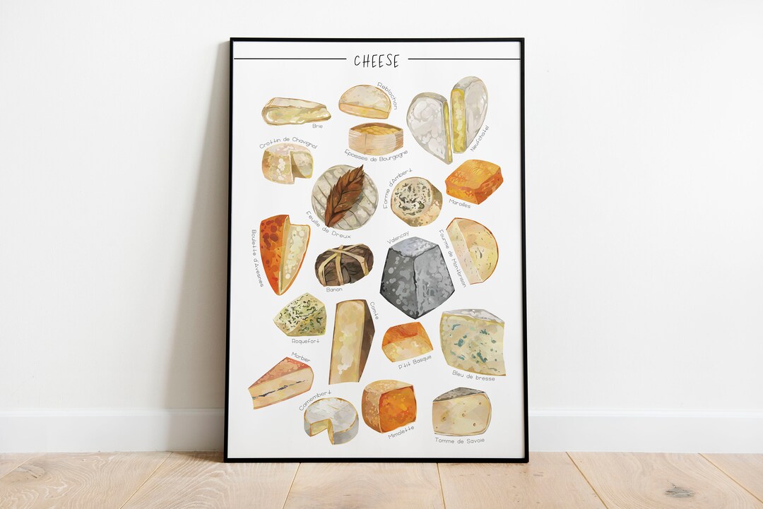 Cheese Poster | Kitchen Poster Wall Art | Printable Cheese Art ...