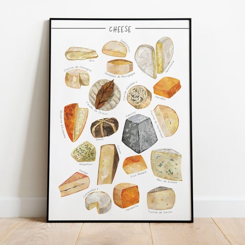 Cheese Poster Kitchen Poster Wall Art Printable Cheese Art - Etsy