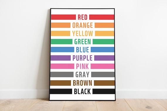 Color Names Poster Rainbow Color Printables Preschool | Etsy