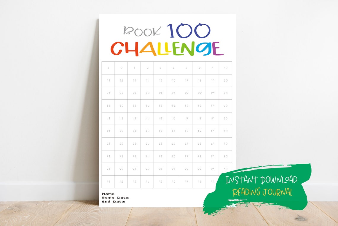 Printable Reading Challenge for Kids 100 Book Challenge A - Etsy