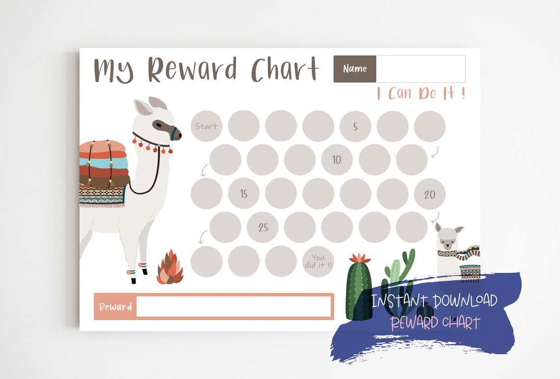 Alpaca Reward Chart | Chart for Kids | Sleep Chart | Printable Chores ...