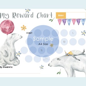 Polar Bear Reward Chart Printable | 20 Circles Sticker Chart for KIDS ...